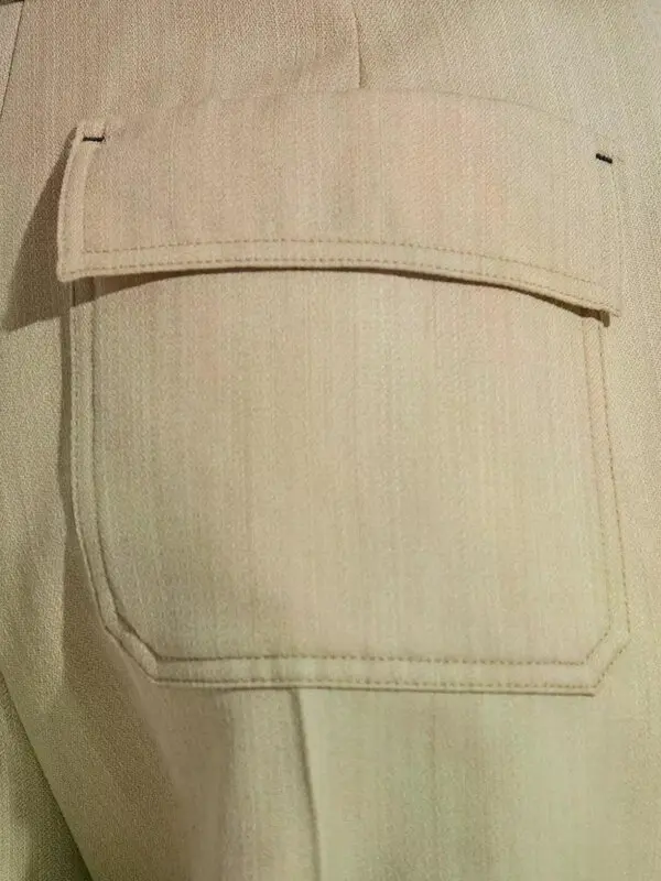 Victoria Beckham Almond Beige Maxi Turn-up Trousers