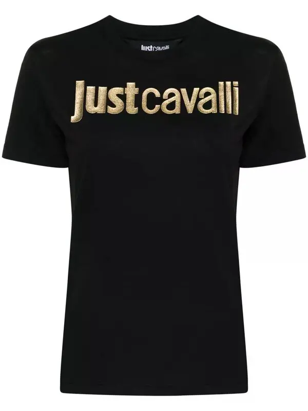 Just Cavalli Logo-laminated Cotton T-shirt - Black