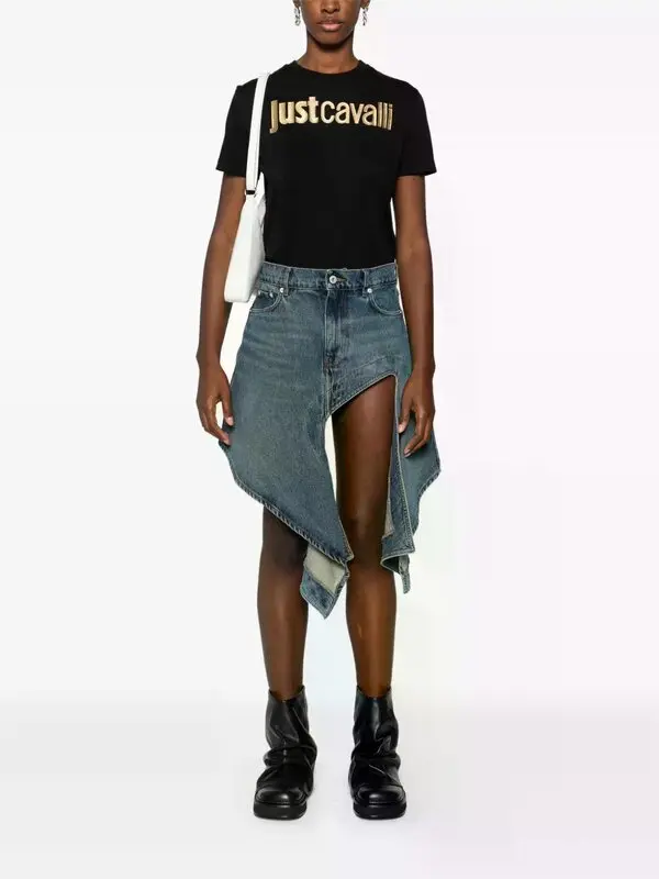 Just Cavalli Logo-laminated Cotton T-shirt - Black