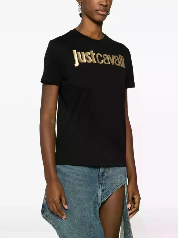 Just Cavalli Logo-laminated Cotton T-shirt - Black