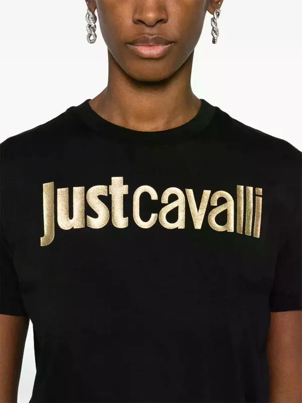 Just Cavalli Logo-laminated Cotton T-shirt - Black