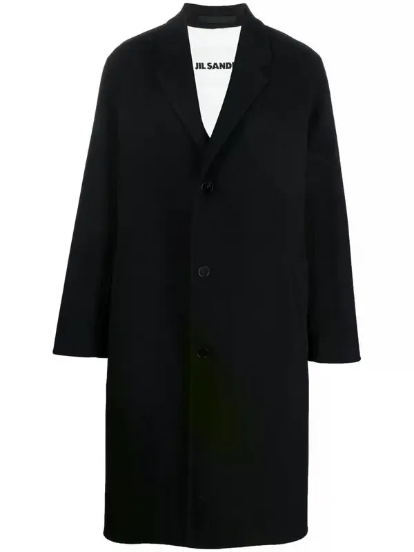 JIL SANDER Notched-collar Button-up Coat - Blue