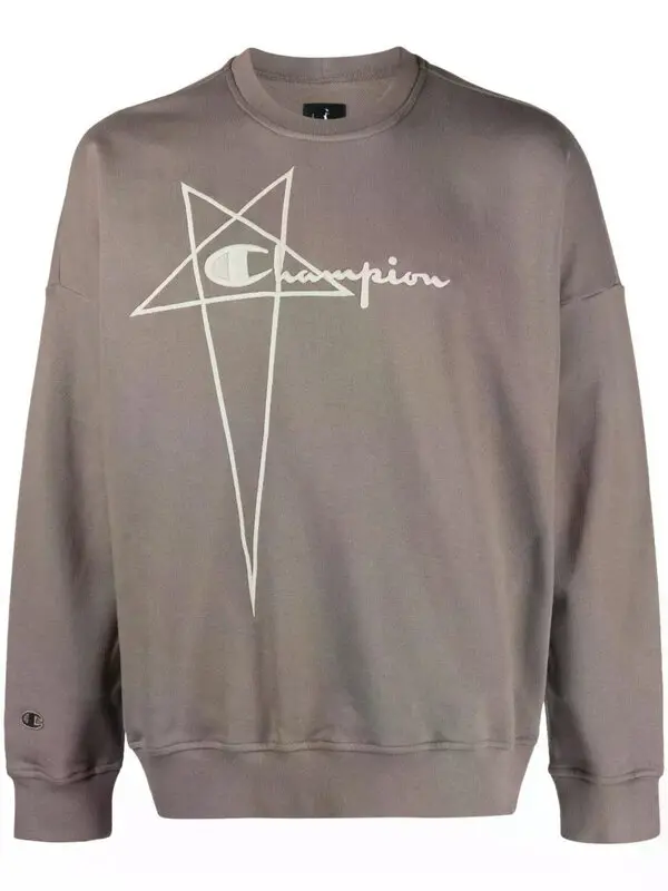 Rick Owens Organic Cotton Jumper With Embroidered Logo - Neutrals