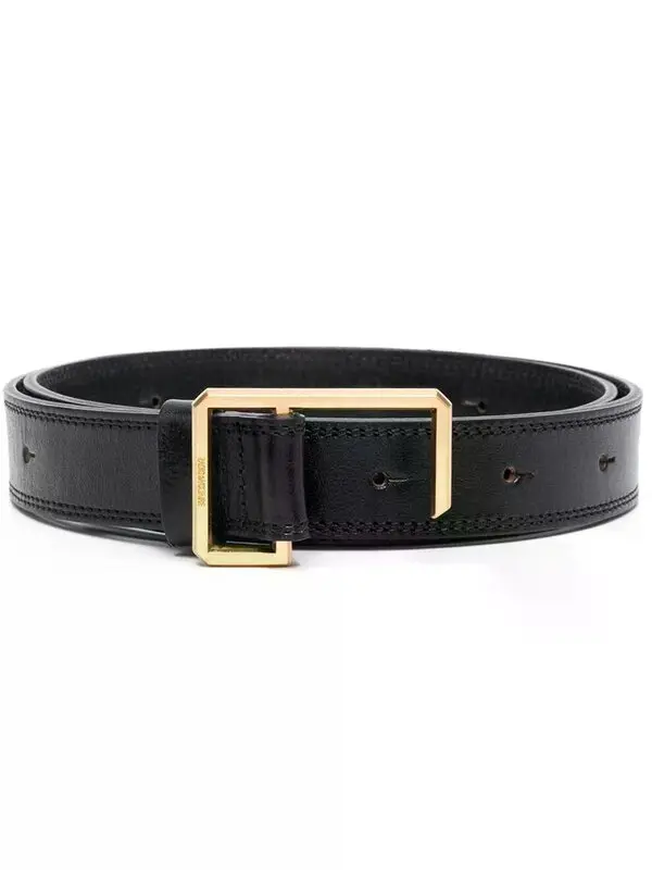 Zadig&Voltaire Engraved-logo Buckle Leather Belt - Black