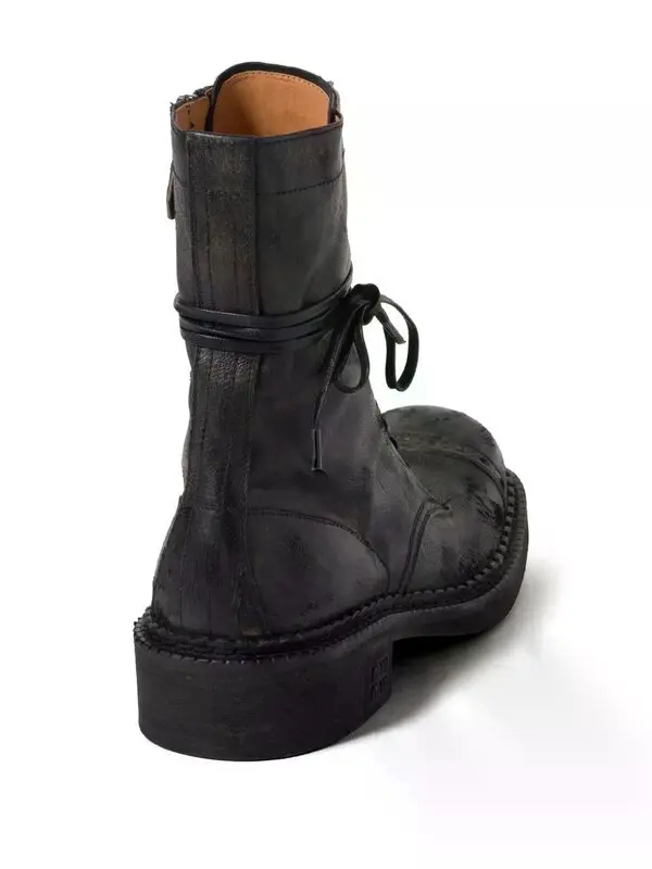 Miu Miu Lace-up Leather Boots - Black