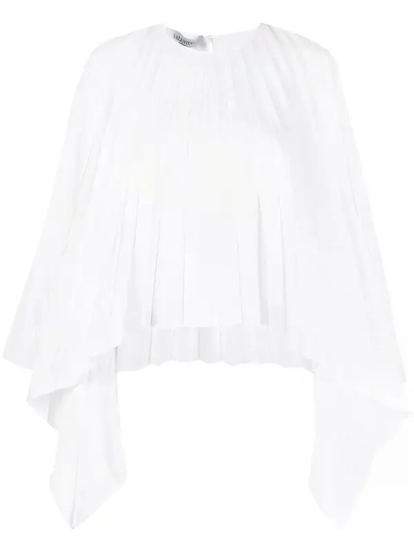 Valentino Garavani Pleated Bell-sleeved Top - White