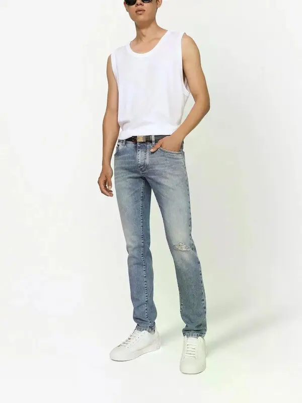 Dolce & Gabbana Distressed Stretch-cotton Skinny Jeans