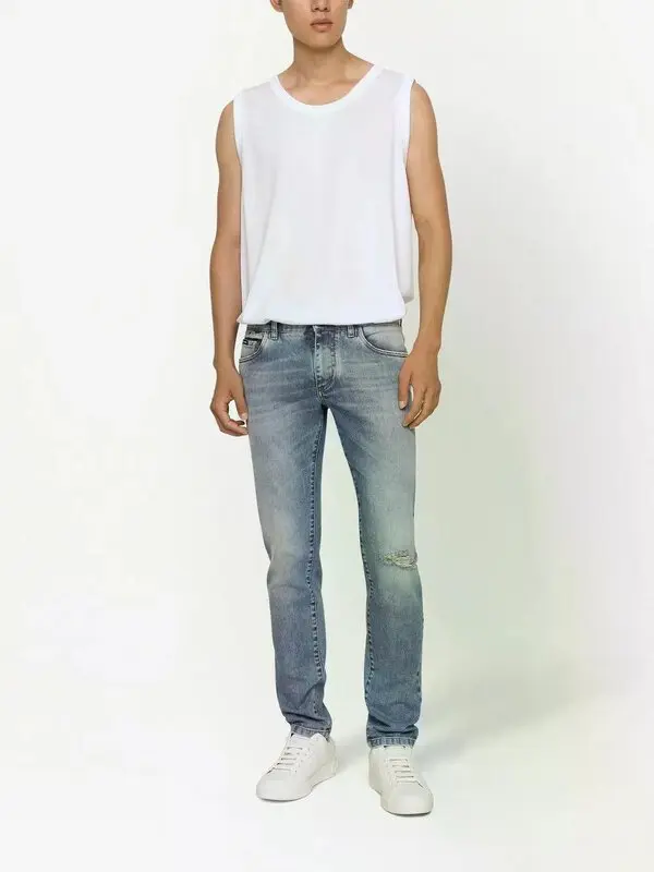 Dolce & Gabbana Distressed Stretch-cotton Skinny Jeans