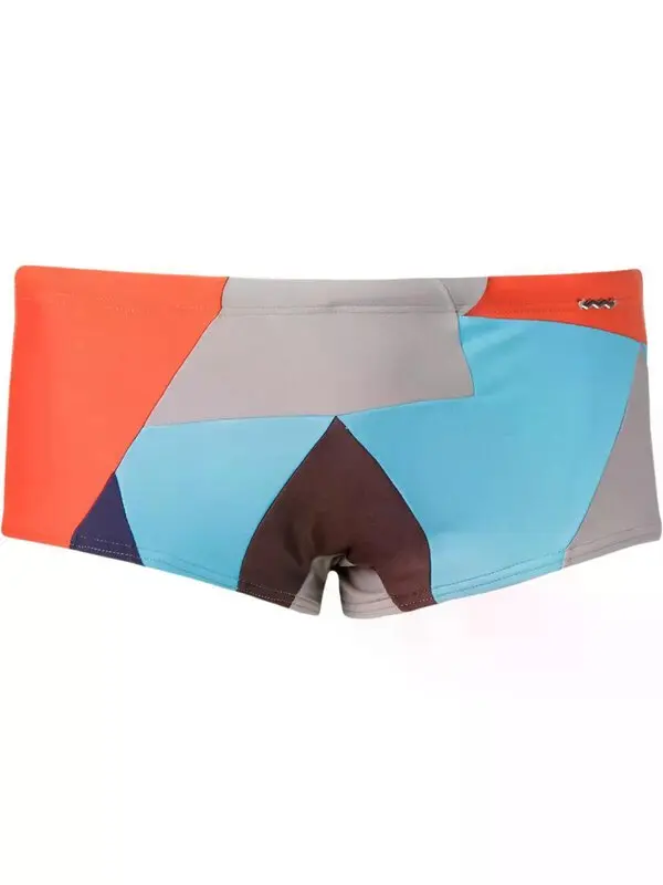 AMIR SLAMA Geometric-print Swim Shorts - Blue