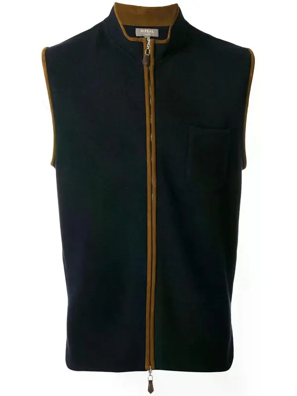 N.peal Cashmere And Suede Zip Up Gilet