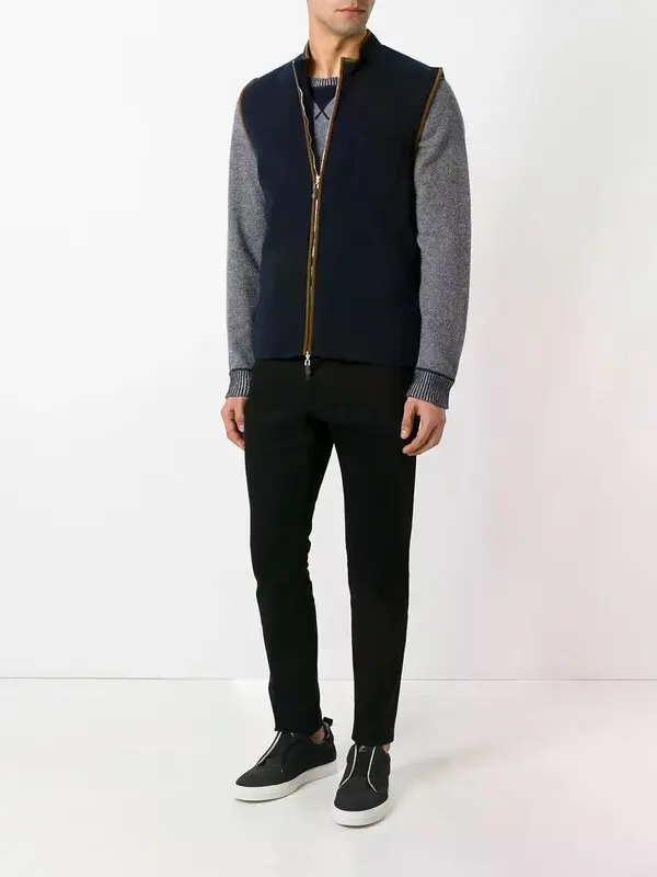 N.peal Cashmere And Suede Zip Up Gilet