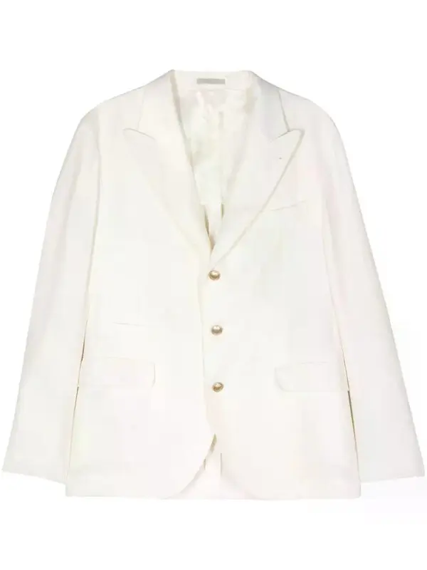 Brunello Cucinelli Single-breasted Twill Blazer - Neutrals