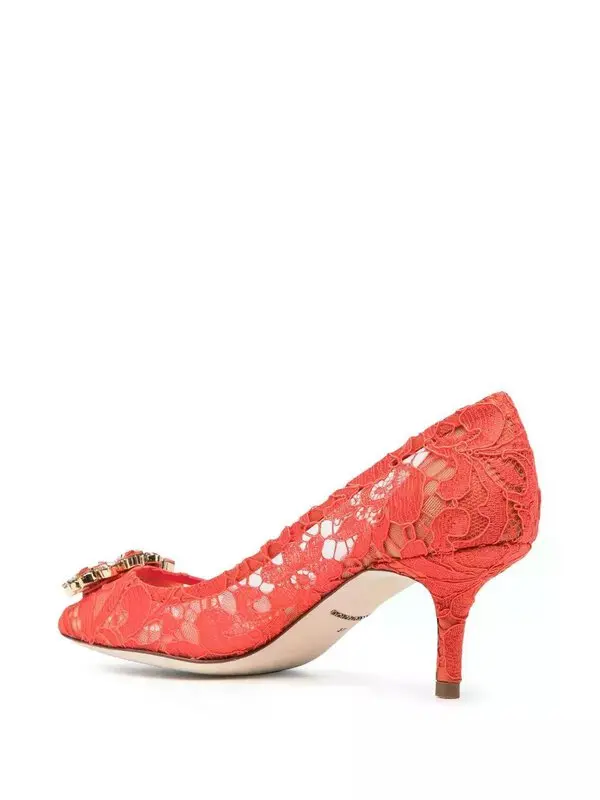 Dolce & Gabbana Belluci Lace Pumps With Crystal Embellishment - Red