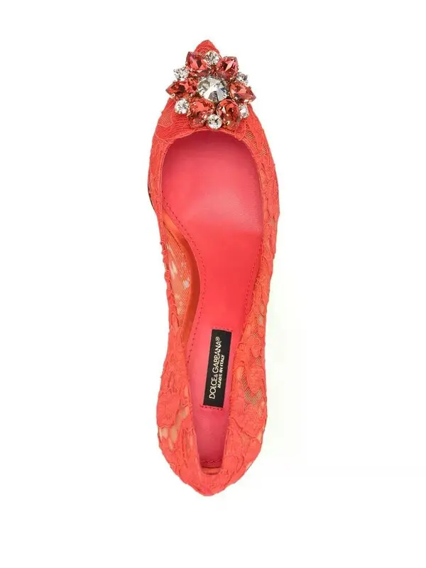 Dolce & Gabbana Belluci Lace Pumps With Crystal Embellishment - Red