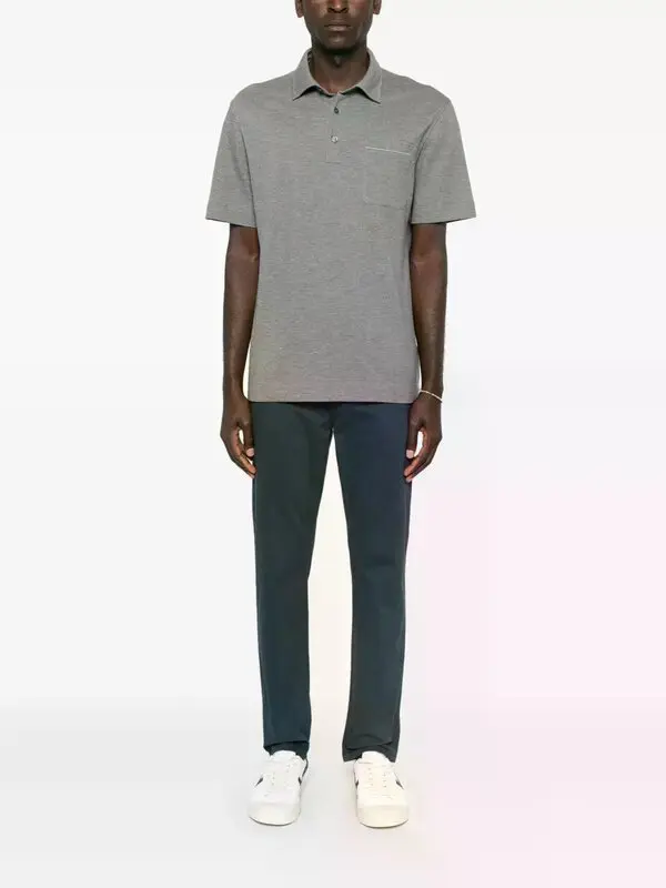 Zegna Cotton Polo Shirt - Grey