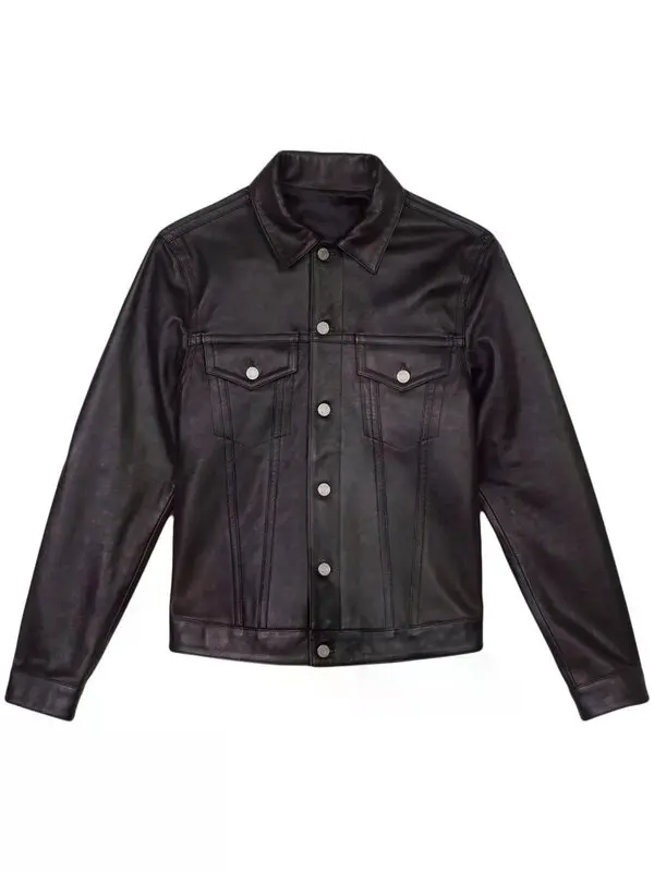 PURPLE BRAND Leather Button-up Shirt Jacket