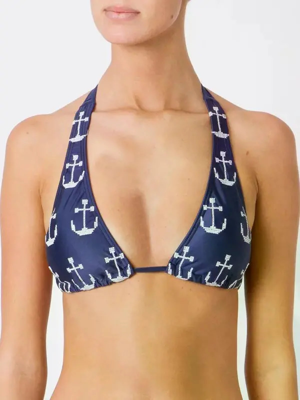 AMIR SLAMA Embroidered Bikini Top With Lace-up Detail