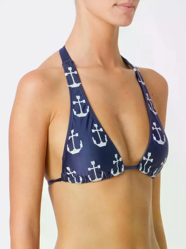 AMIR SLAMA Embroidered Bikini Top With Lace-up Detail