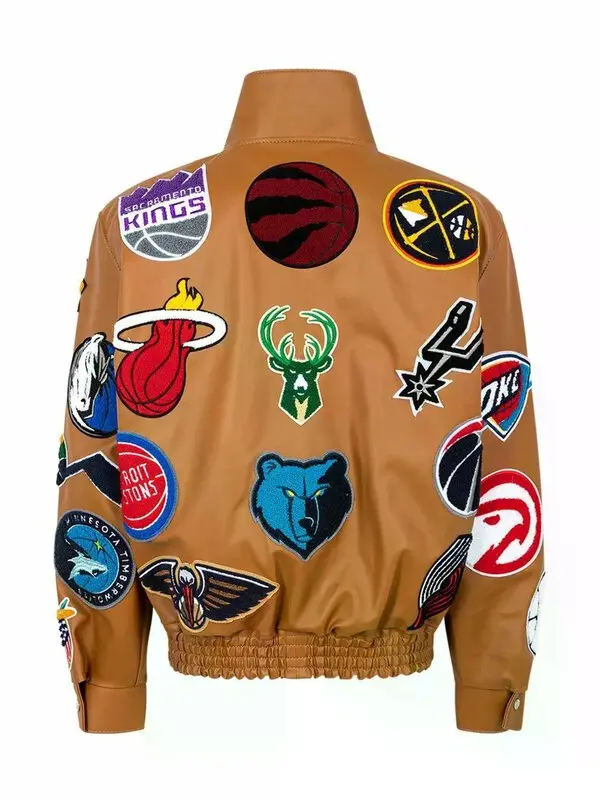 JEFF HAMILTON Nba Collage Faux-leather Jacket