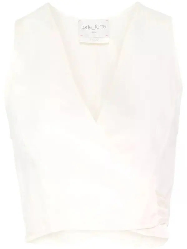 FORTE_FORTE Wrap-design Top - Neutrals