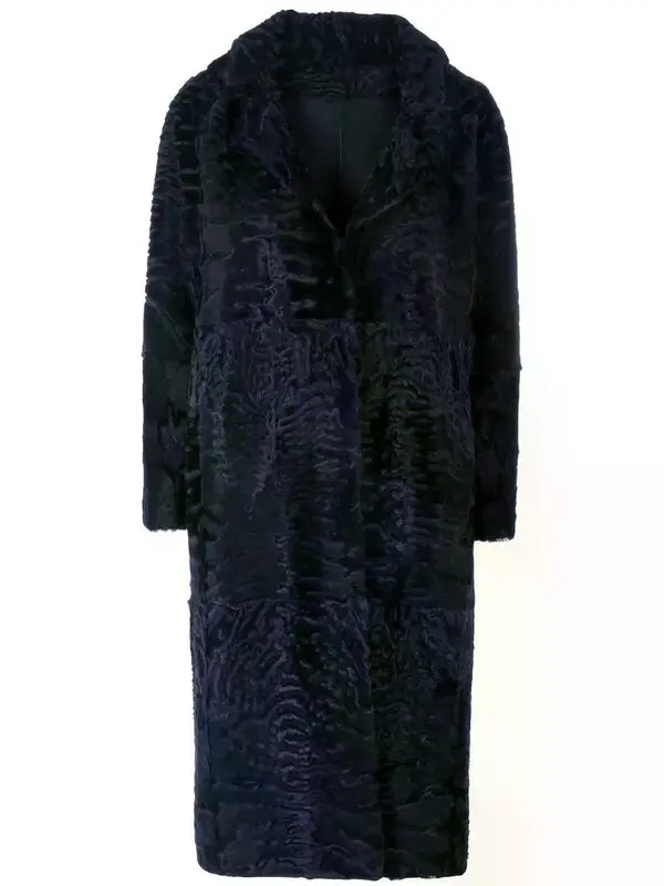 LISKA Textured Single-breasted Lamb Fur Coat