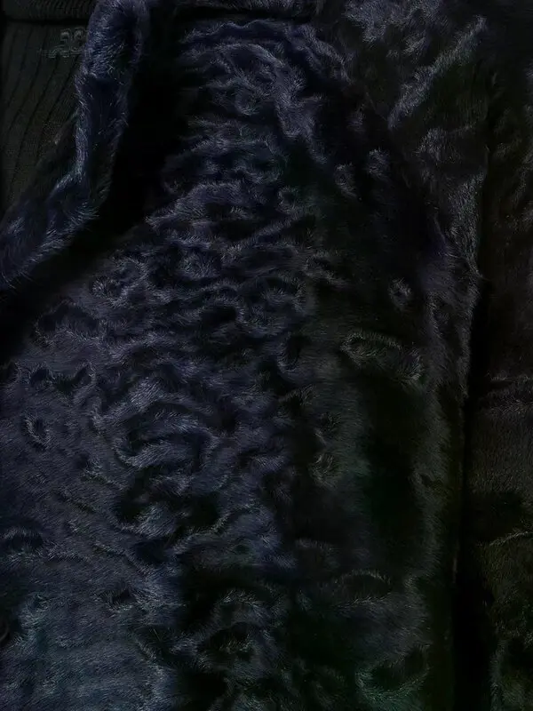 LISKA Textured Single-breasted Lamb Fur Coat