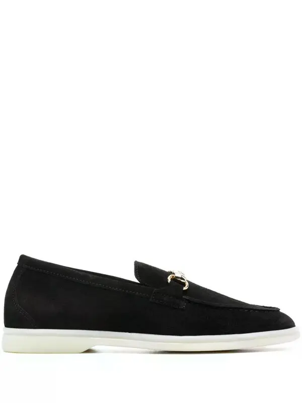 SCAROSSO Lilia Suede Loafers - Black
