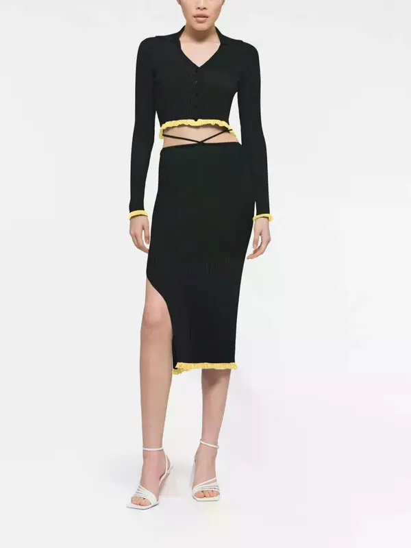 AZ FACTORY Ribbed Cropped Cardigan