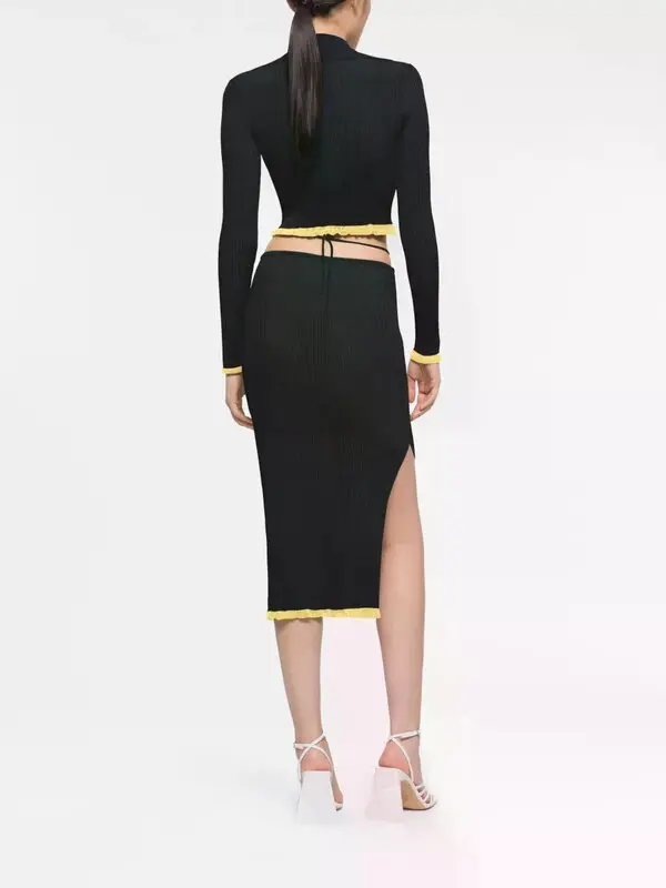 AZ FACTORY Ribbed Cropped Cardigan