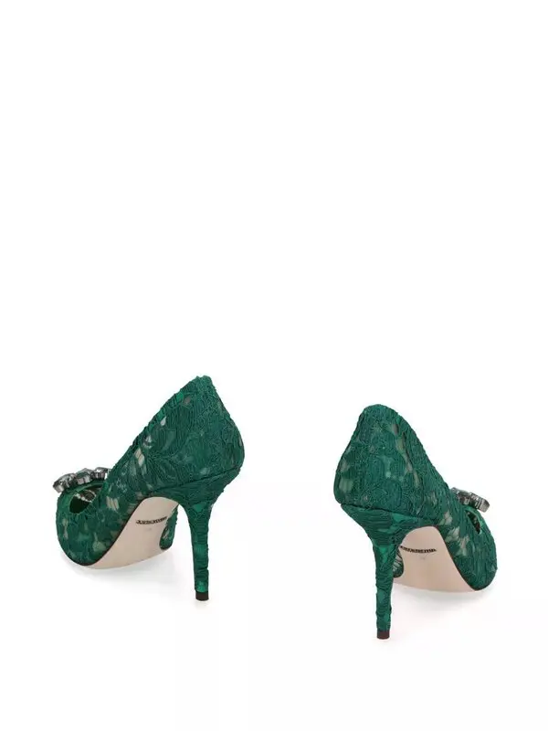 Dolce & Gabbana Bellucci Lace Embellished Stiletto Pumps - Green