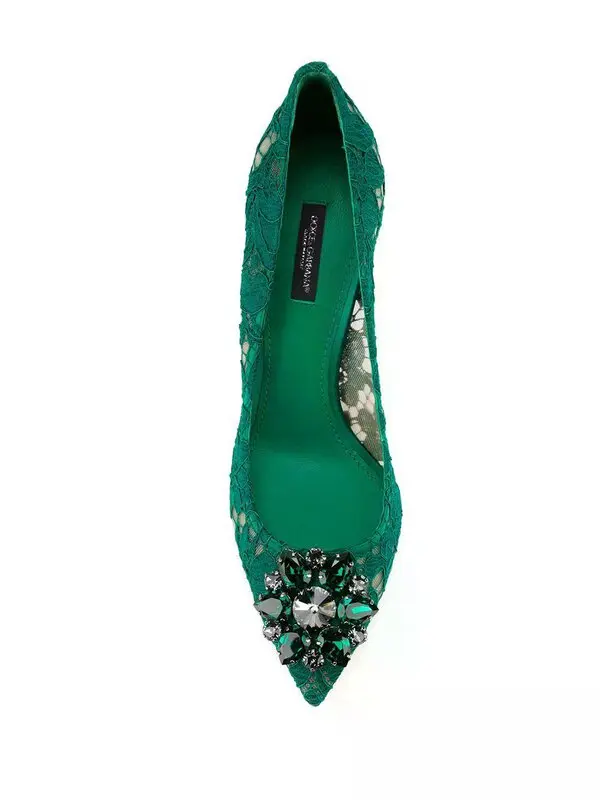 Dolce & Gabbana Bellucci Lace Embellished Stiletto Pumps - Green