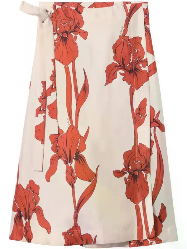 La DoubleJ Wrap-design A-line Skirt - Neutrals