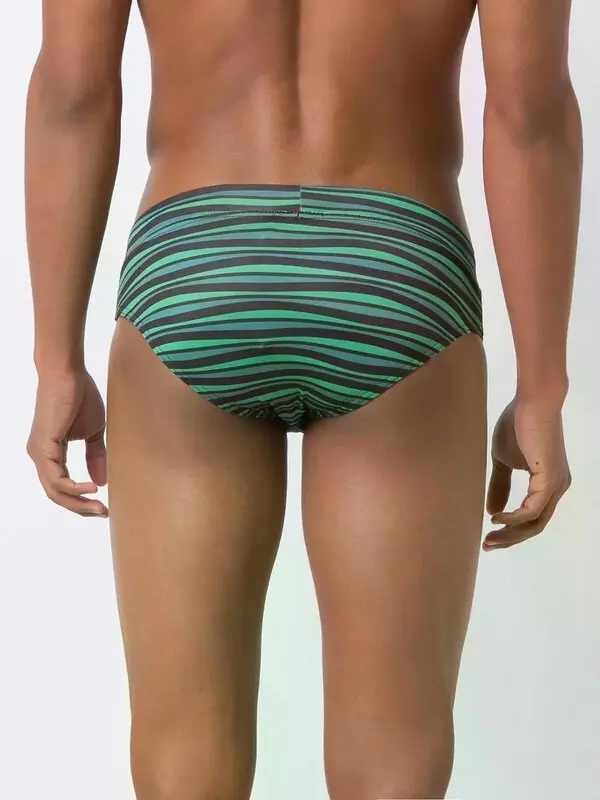 AMIR SLAMA Horizontal-stripe Swimming Trunks