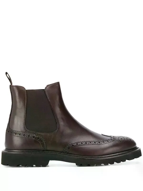 SCAROSSO Leather Brogue Ankle Boots