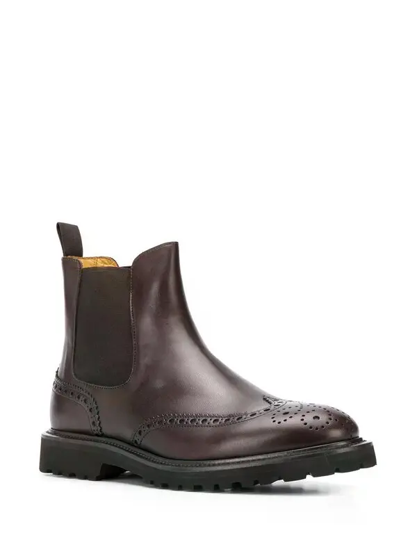 SCAROSSO Leather Brogue Ankle Boots