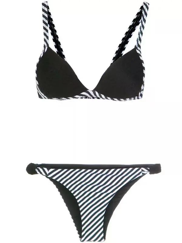 AMIR SLAMA Striped Bikini Set - Black
