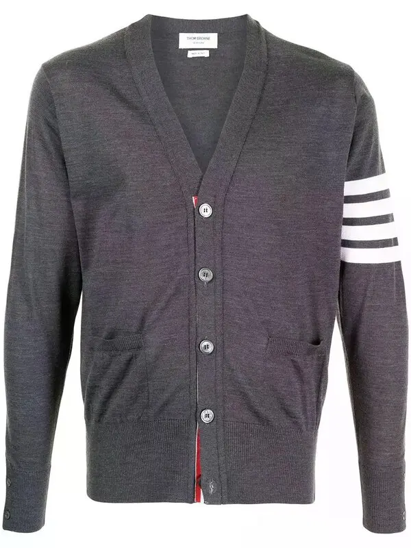 Thom Browne 4-bar V-neck Merino Cardigan