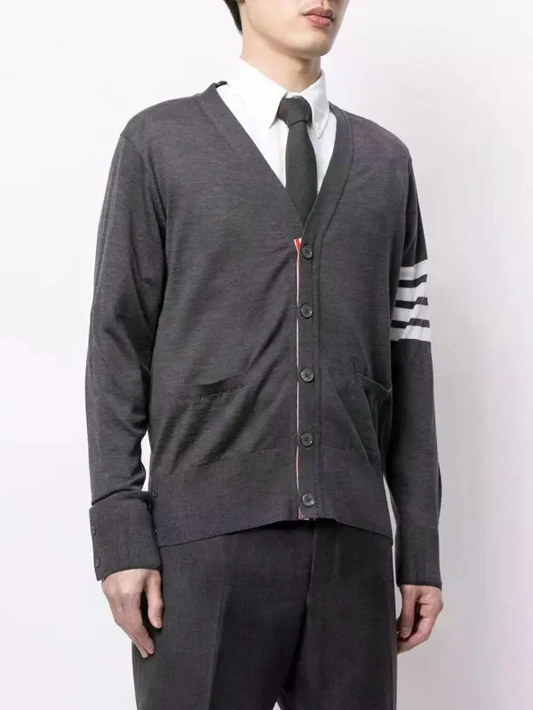 Thom Browne 4-bar V-neck Merino Cardigan
