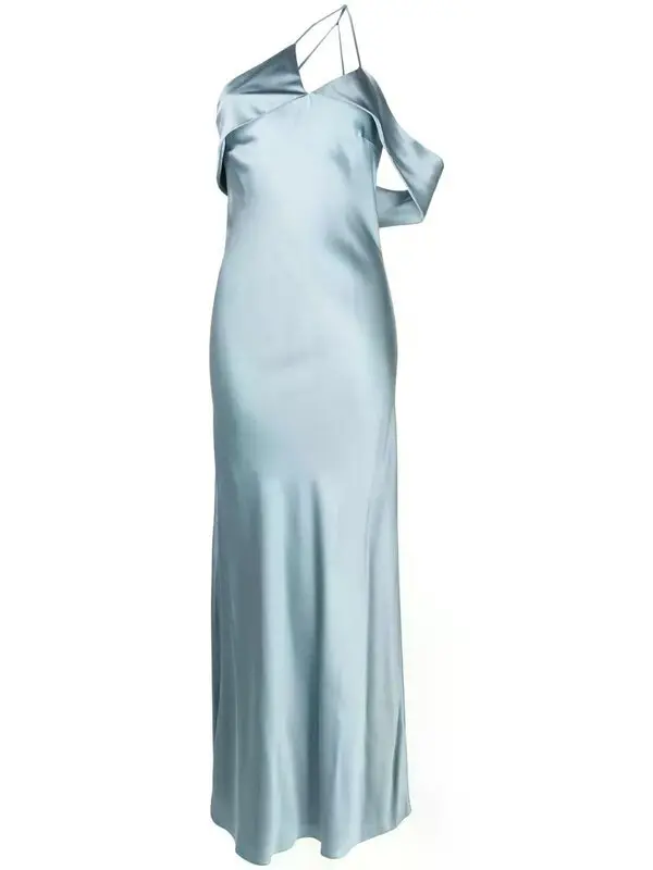 Michelle Mason Bias-cut One-shoulder Gown - Grey