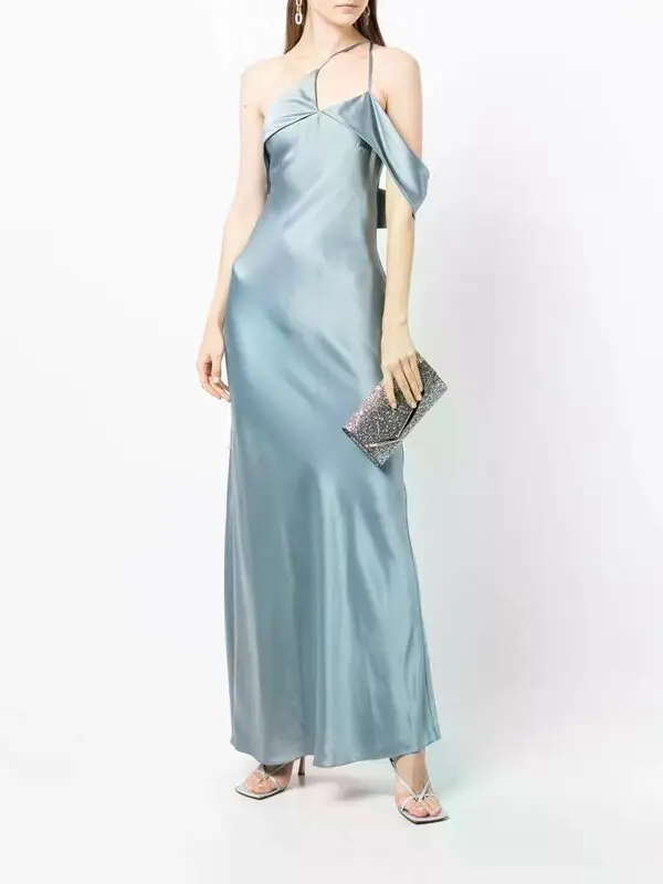 Michelle Mason Bias-cut One-shoulder Gown - Grey
