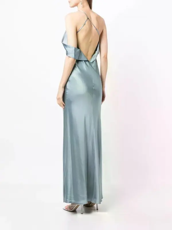 Michelle Mason Bias-cut One-shoulder Gown - Grey