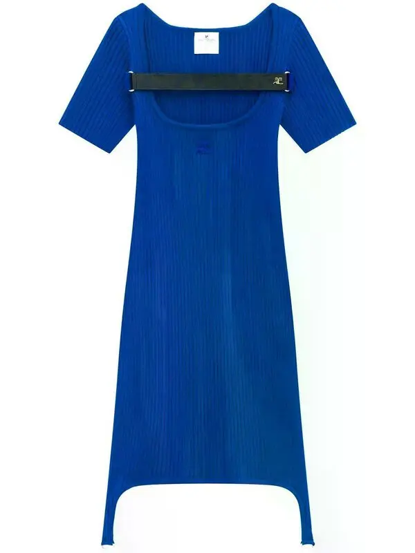 COURREGES Maille Racer Bretelles Short Dress - Blue