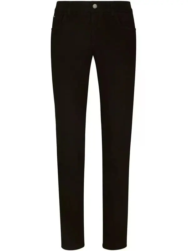 Dolce & Gabbana Skinny Jeans With Logo Plaque - Black