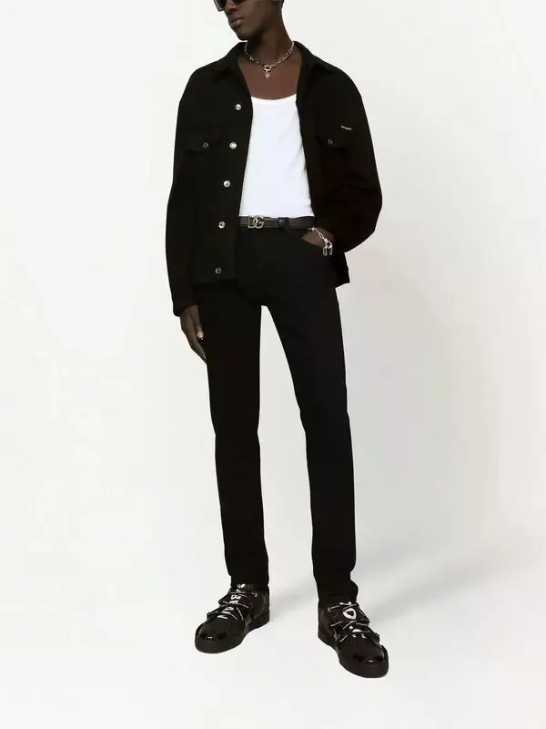 Dolce & Gabbana Skinny Jeans With Logo Plaque - Black