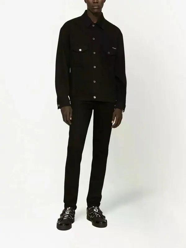 Dolce & Gabbana Skinny Jeans With Logo Plaque - Black
