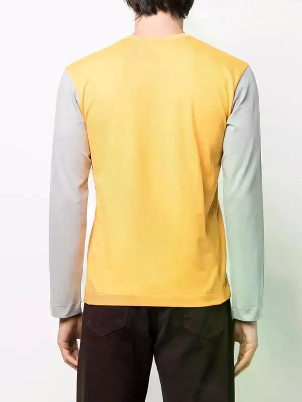 Play Comme Des Garcon Logo-embroidered Colour-block T-shirt - Orange