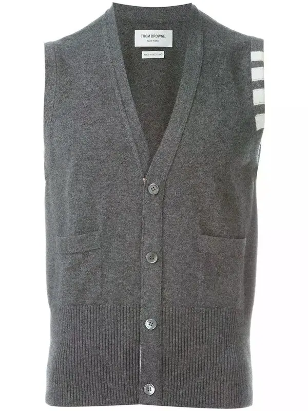 Thom Browne Sleeveless Buttoned Cardigan - Grey