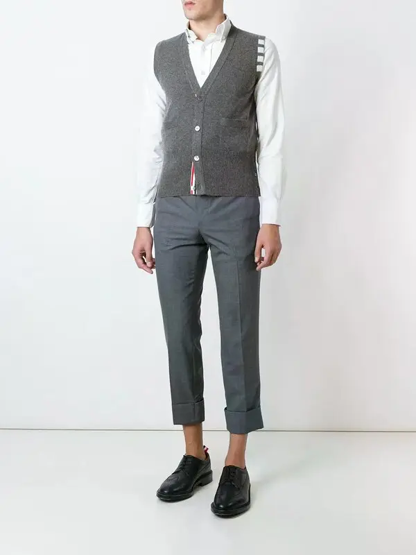 Thom Browne Sleeveless Buttoned Cardigan - Grey