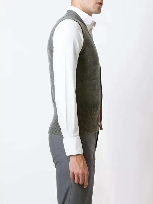 Thom Browne Sleeveless Buttoned Cardigan - Grey