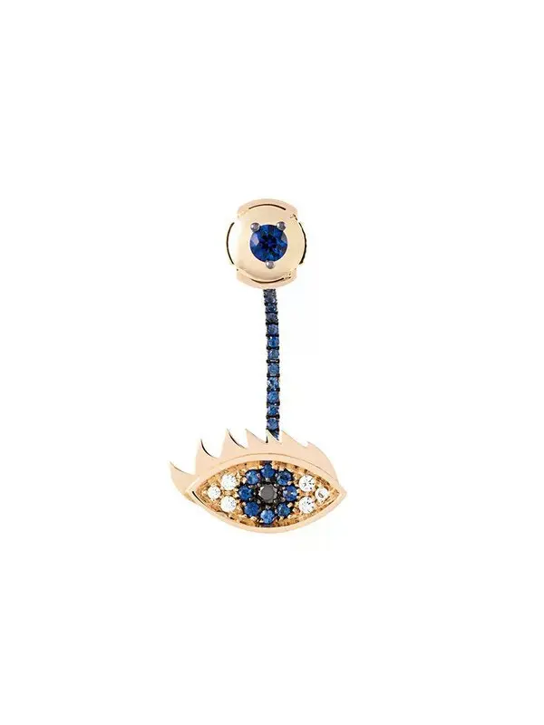 Delfina Delettrez 18kt Champagne Gold Diamond And Sapphire 'eyes On Me Piercing' Single Earring - Metallic